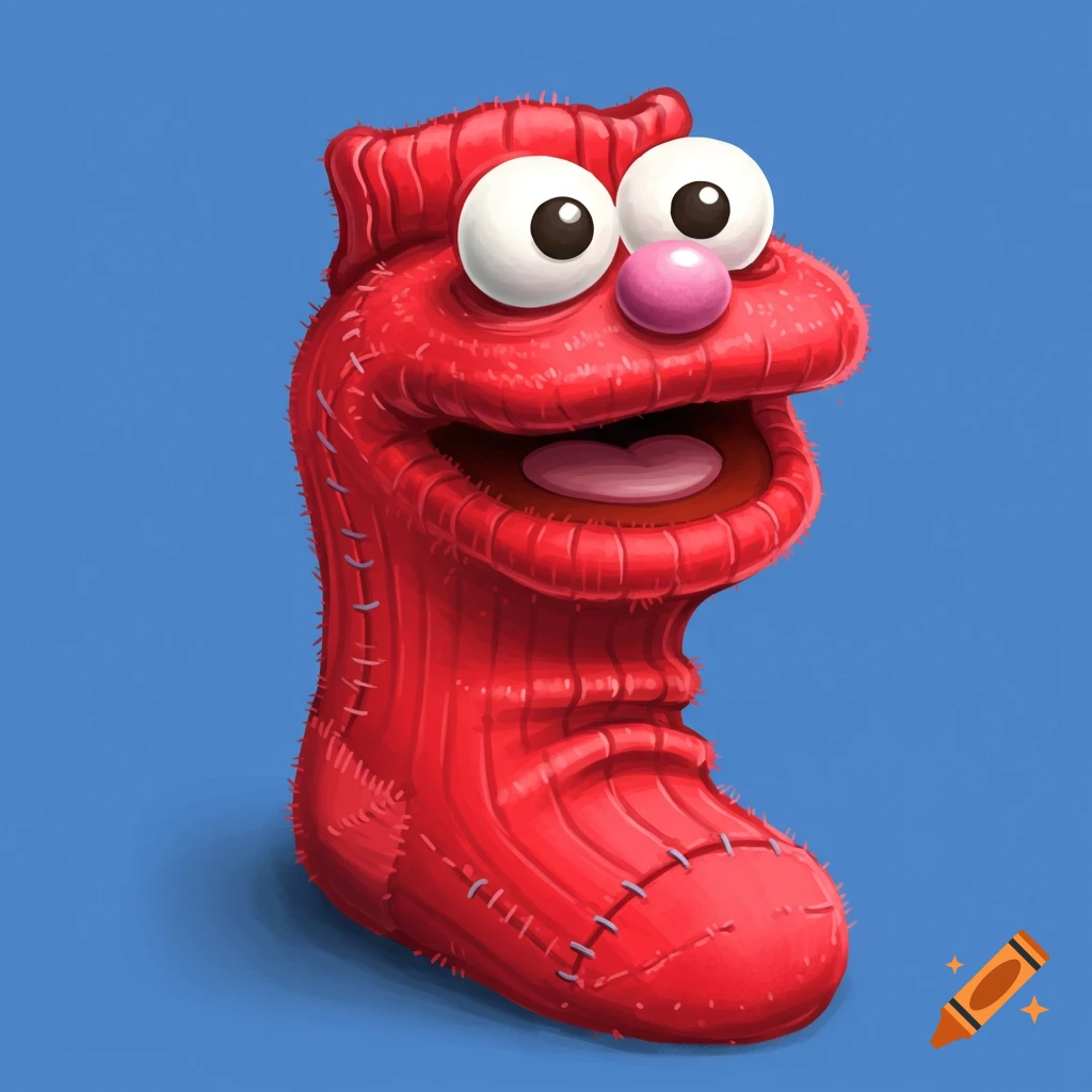 A furry red monster character resembling Elmo stands smiling and waving ...