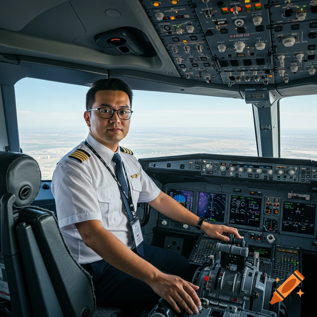 Person as a Cathay Pacific first officer on Craiyon