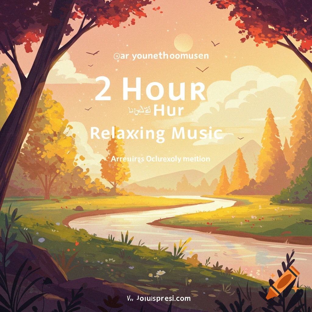 YouTube thumbnail for 2-hour relaxing music on Craiyon