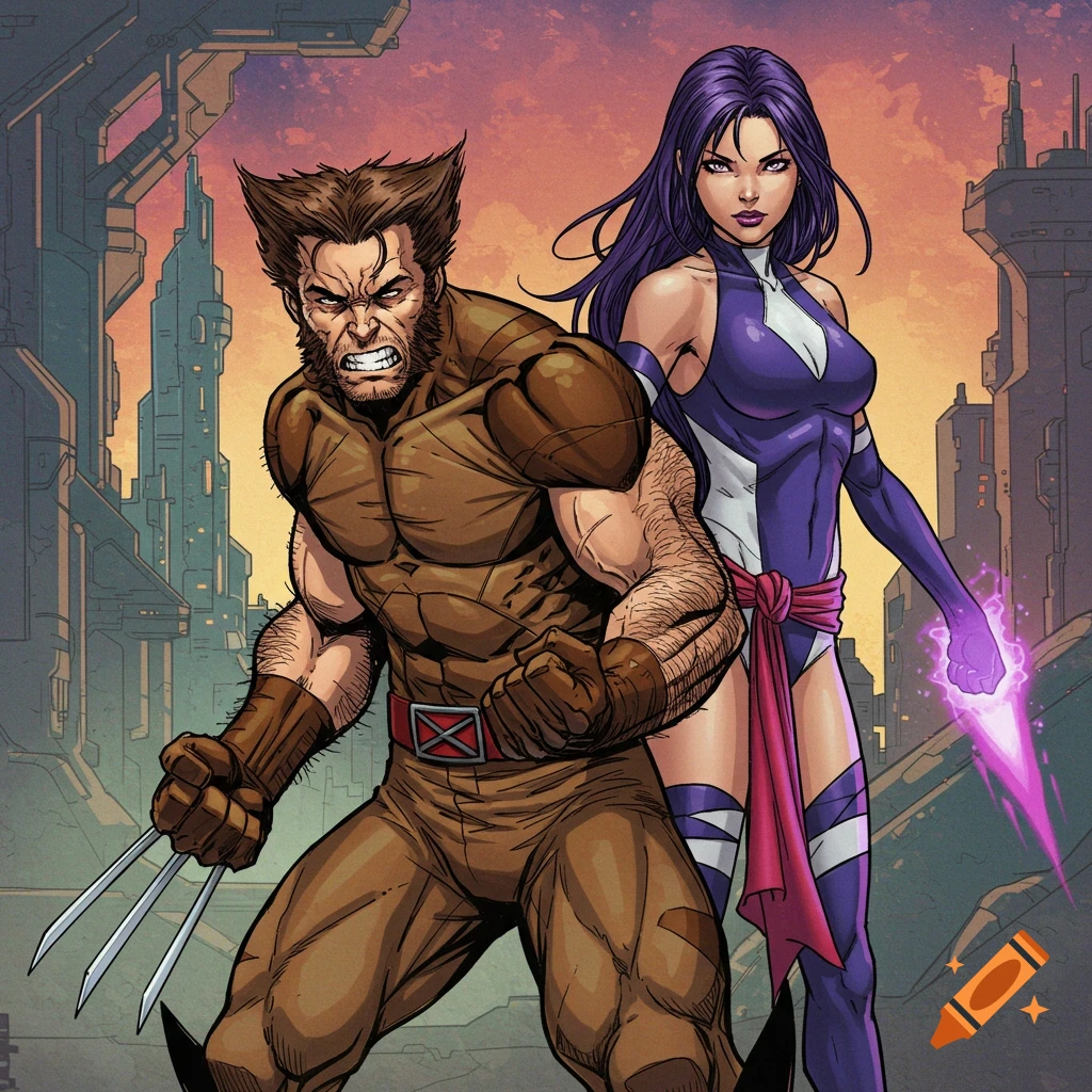 Wolverine and Psylocke in Marvel Comics on Craiyon