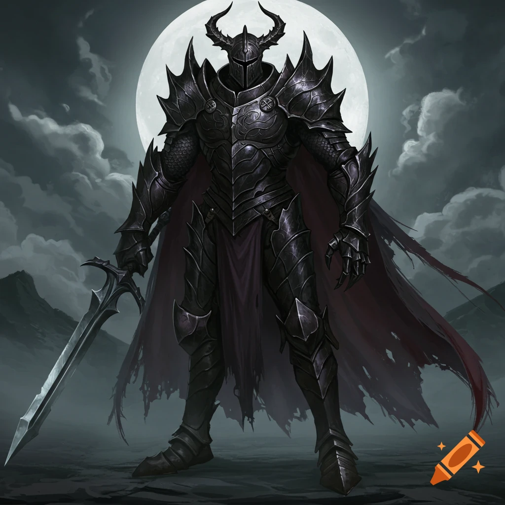 Monster knight made of darkness and steel on Craiyon