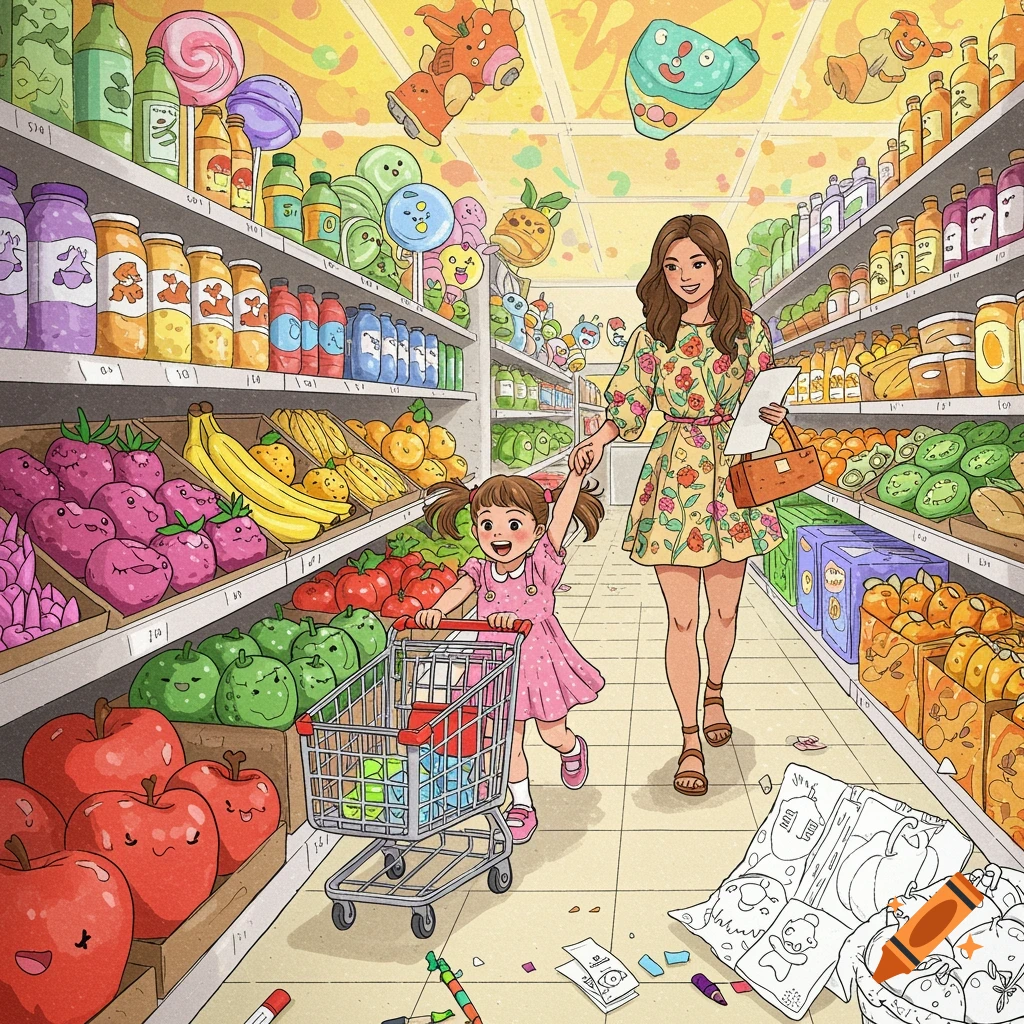 Person at the checkout in a seashell store on Craiyon