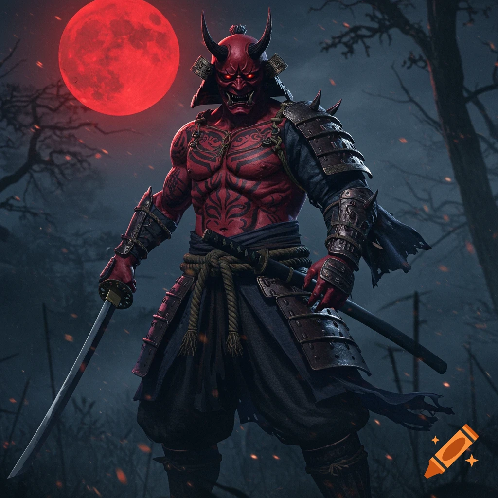 Oni samurai illustration on Craiyon