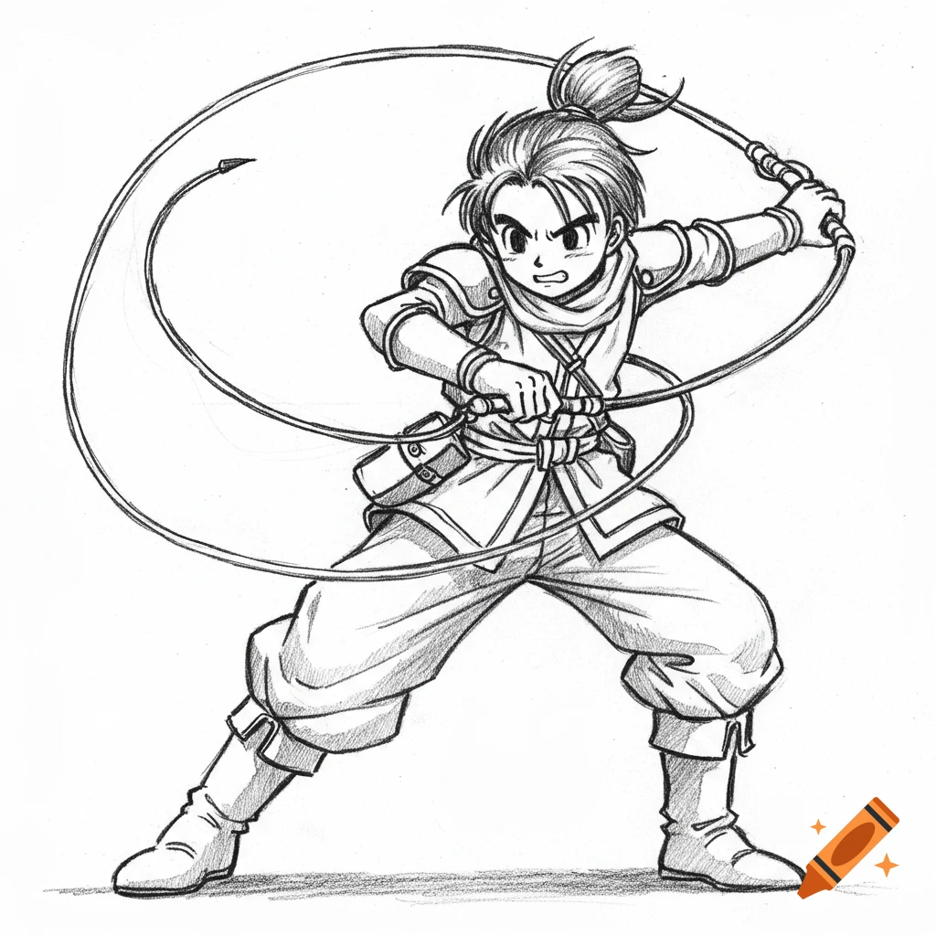 Black and white pencil sketch of a young Asian man with a retractable ...