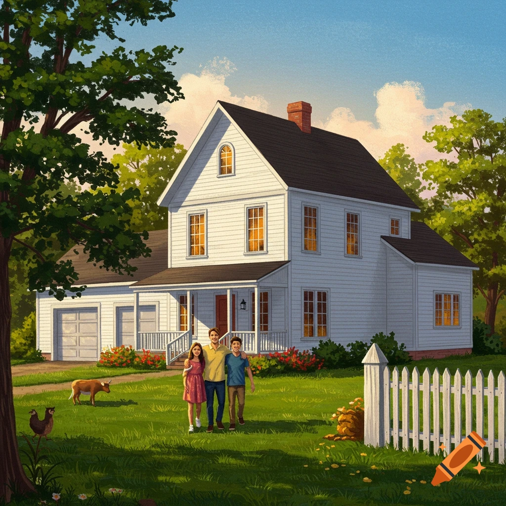 Realistic colonial style house in the suburbs on Craiyon