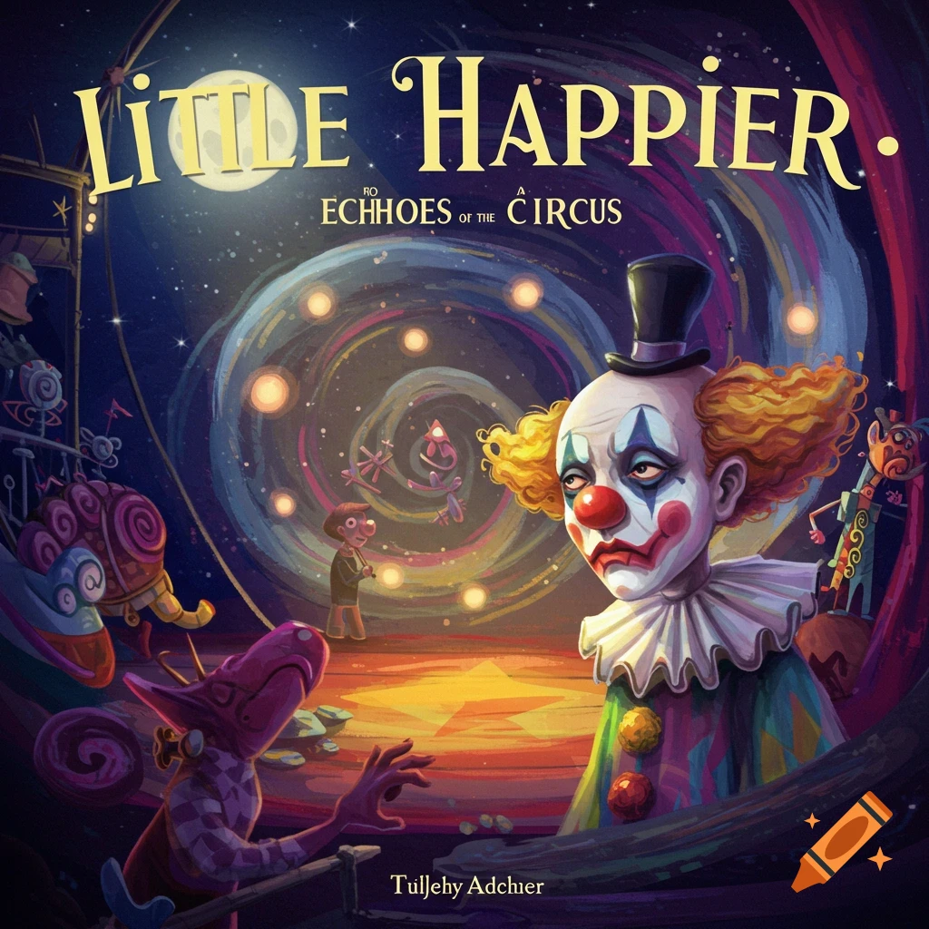 Echoes of the Circus book cover art for lilte happyer on Craiyon