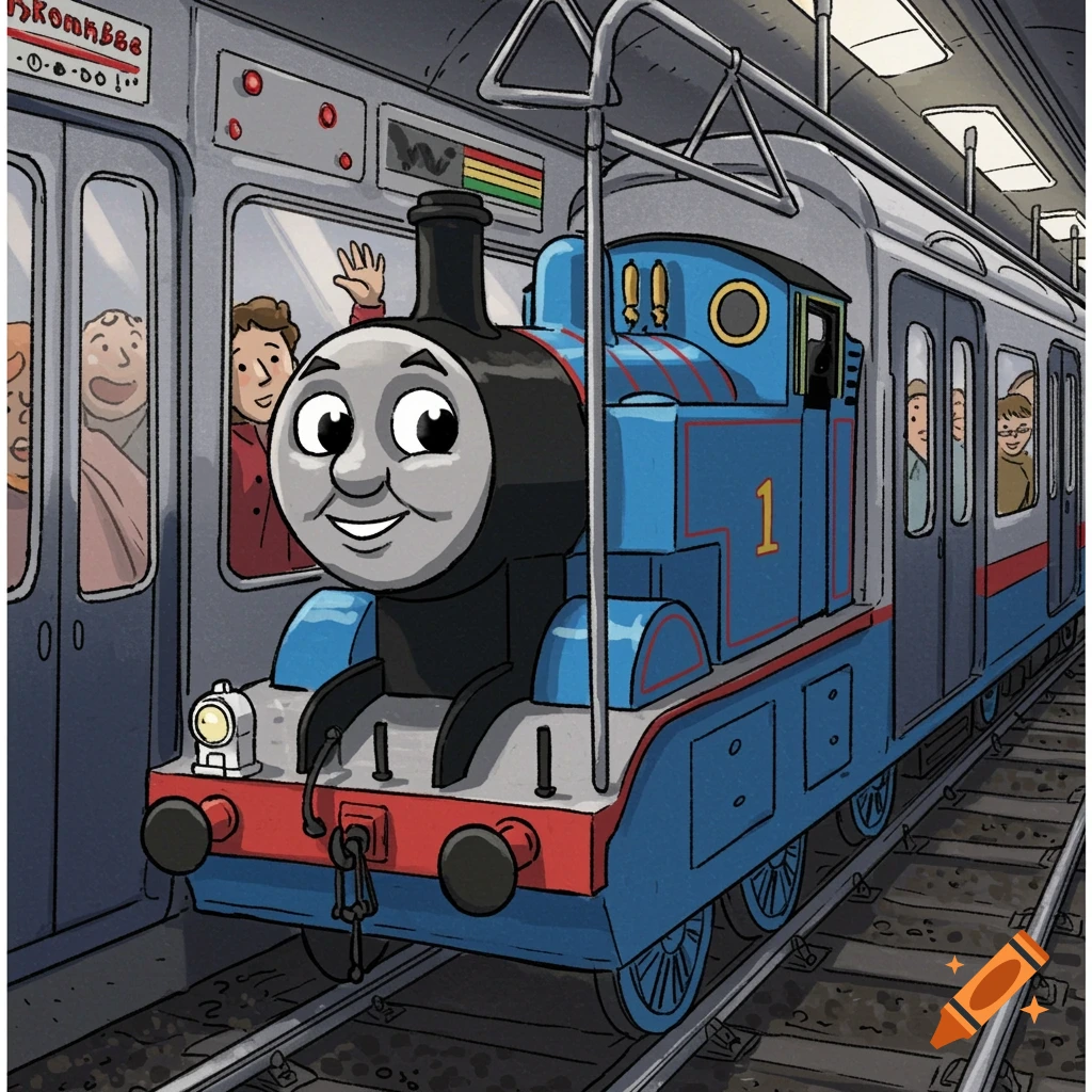 Vito Corleone and Thomas the Tank Engine created on Craiyon