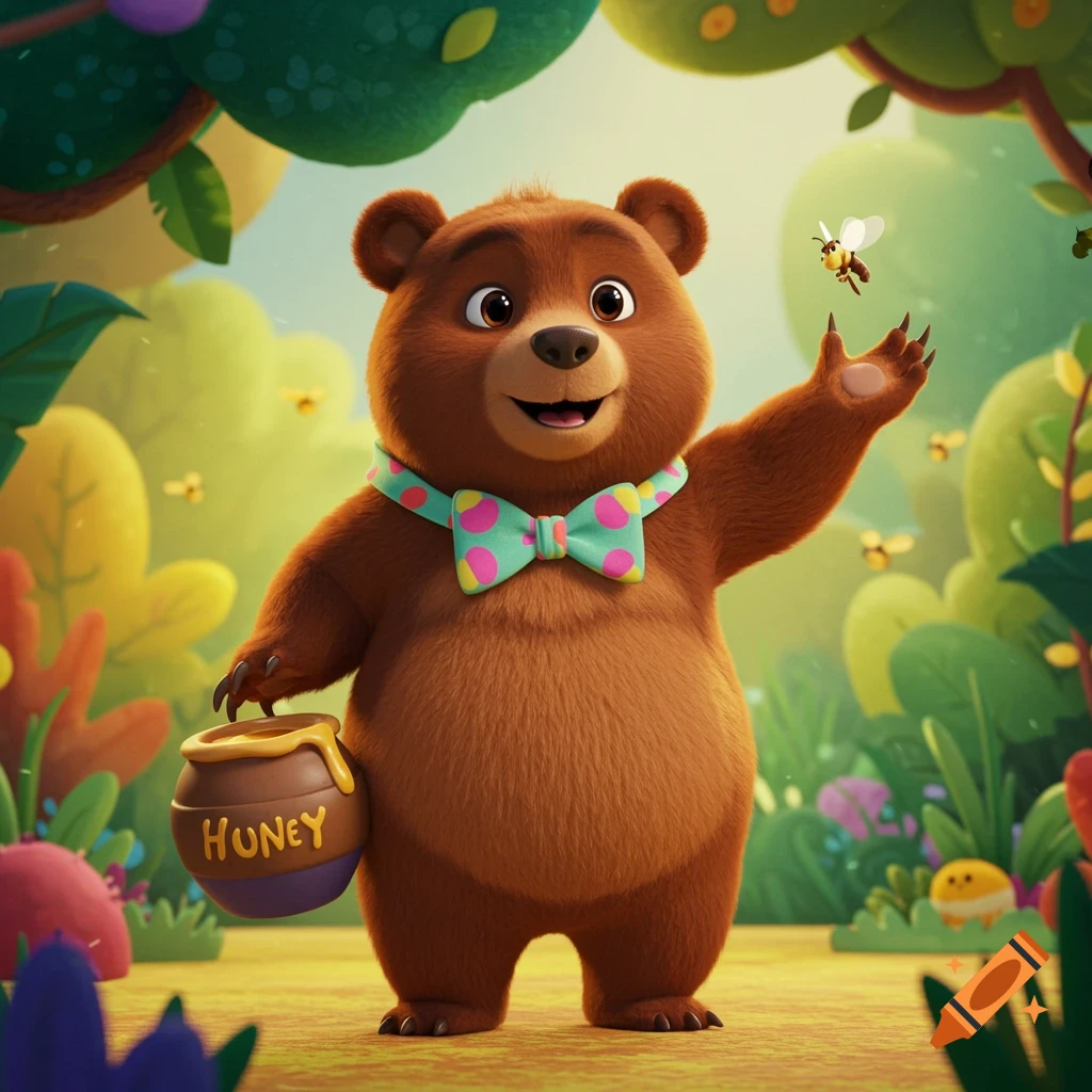 Animated bear illustration on Craiyon