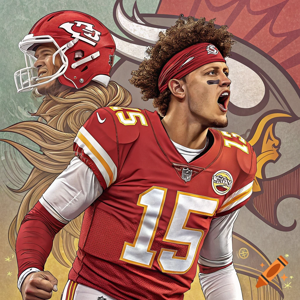 Patrick Mahomes in a Vikings jersey on Craiyon