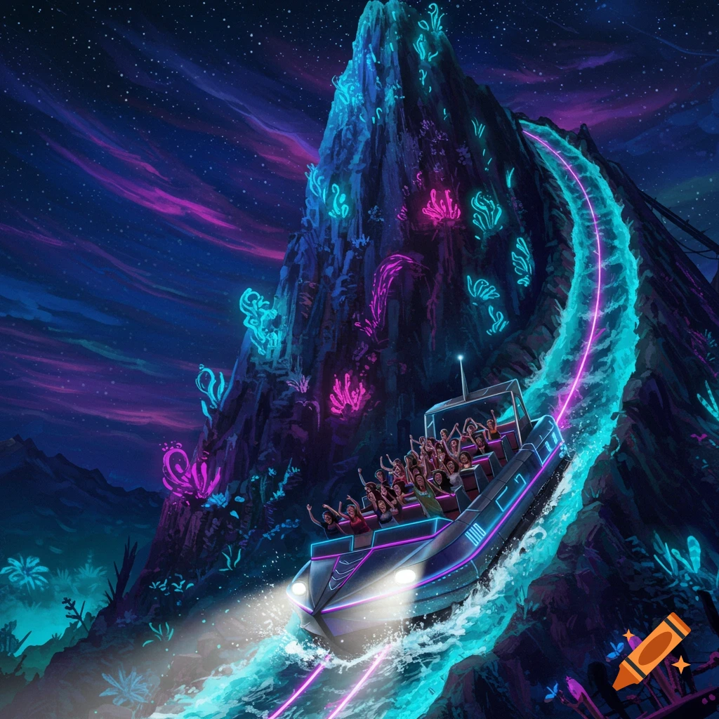 Roller coaster looping at high speeds on Craiyon