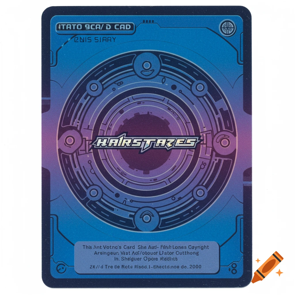 Back of a 2000s trading card with circular themes on Craiyon