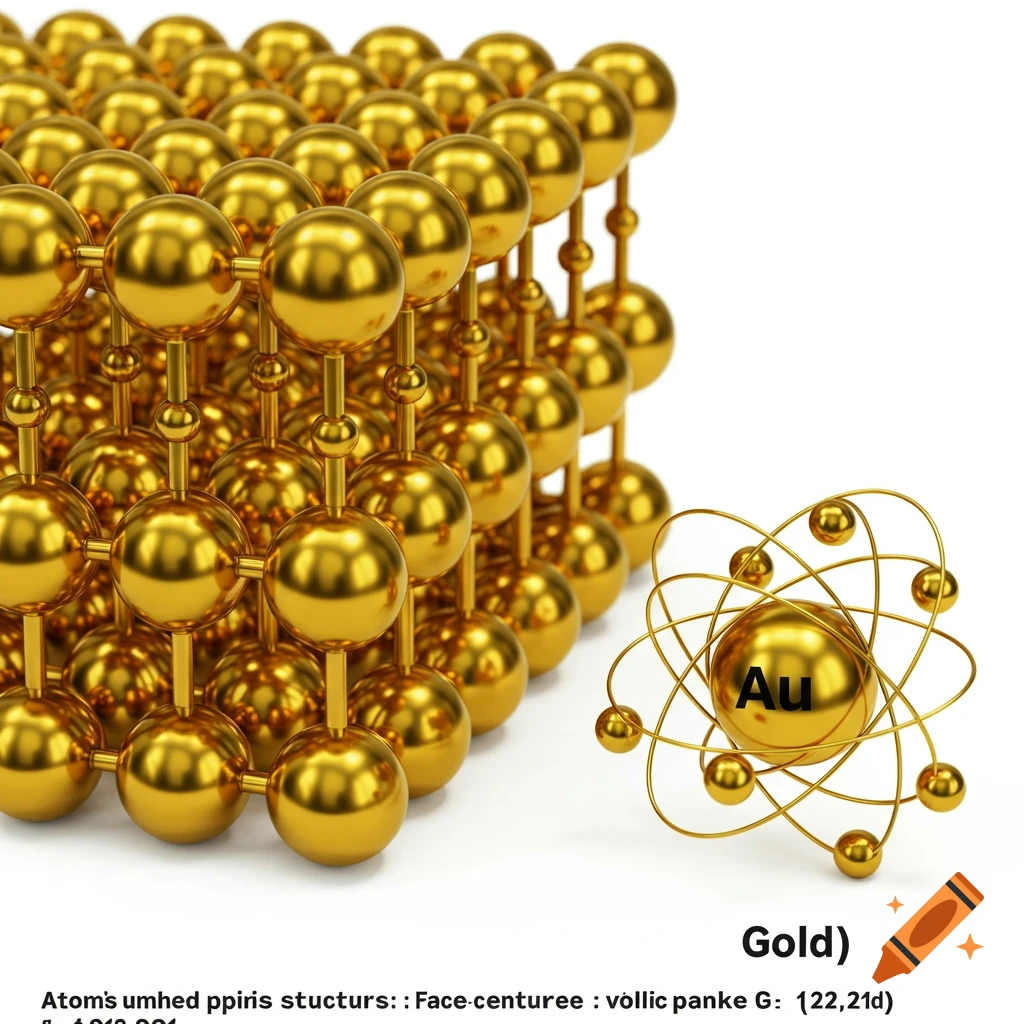Gold atoms model illustration on Craiyon
