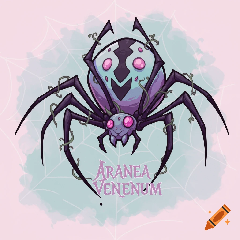 Aranea Venenum logo design concept, pastel goth aesthetic, Invader Zim ...
