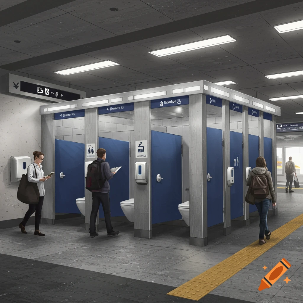 Modern, accessible public washroom design for transit stations with eco ...