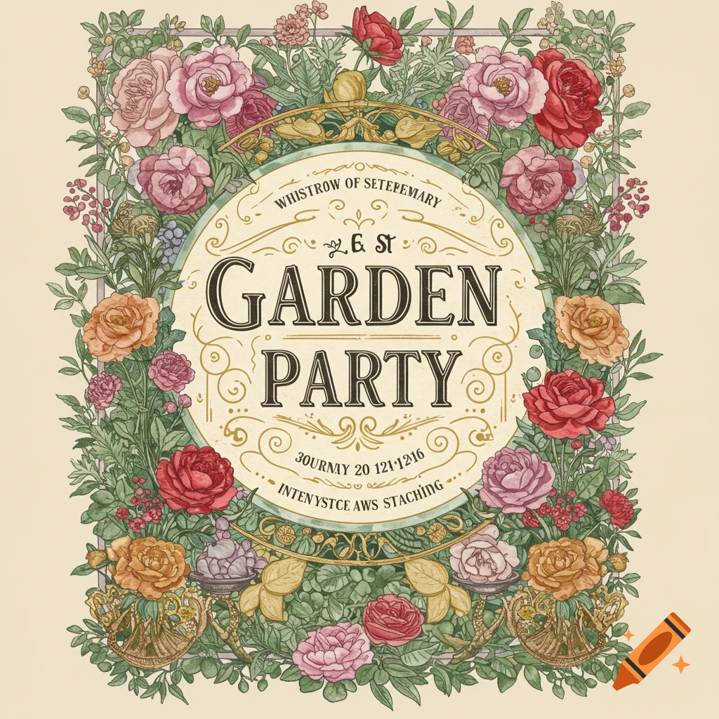 Garden party invite on Craiyon