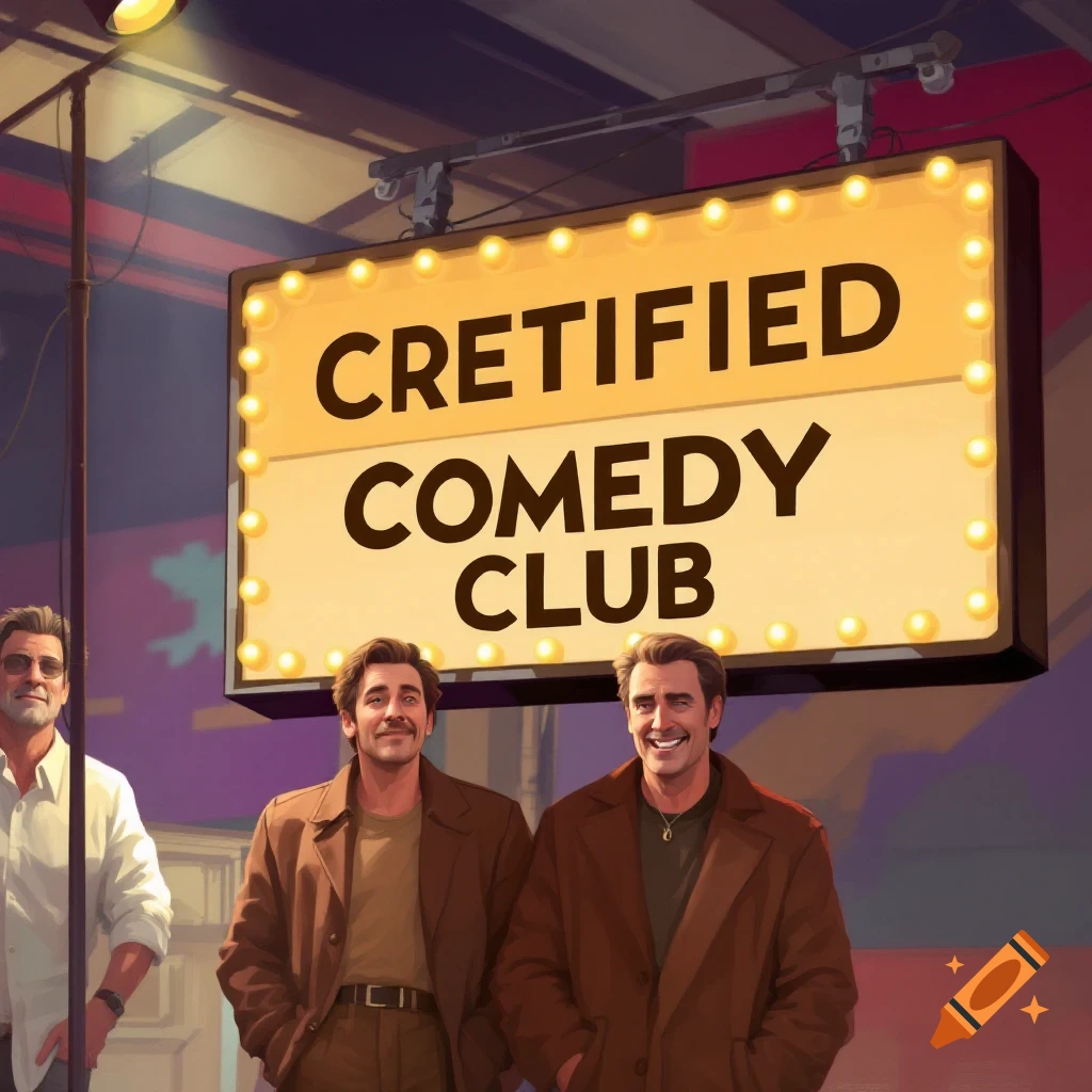 Certified Comedy Club sign with Drake and Jim Carrey on Craiyon