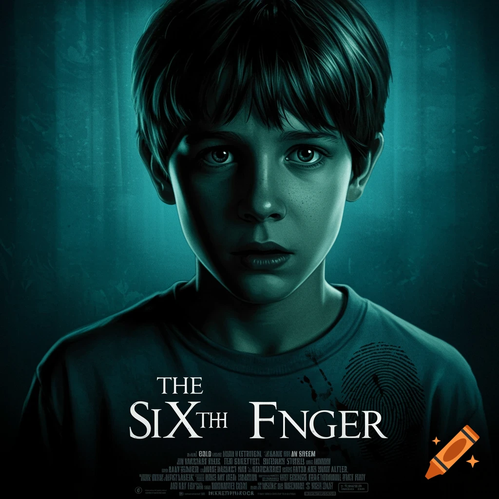 Movie poster for The Sixth Finger parodying The Sixth Sense on Craiyon