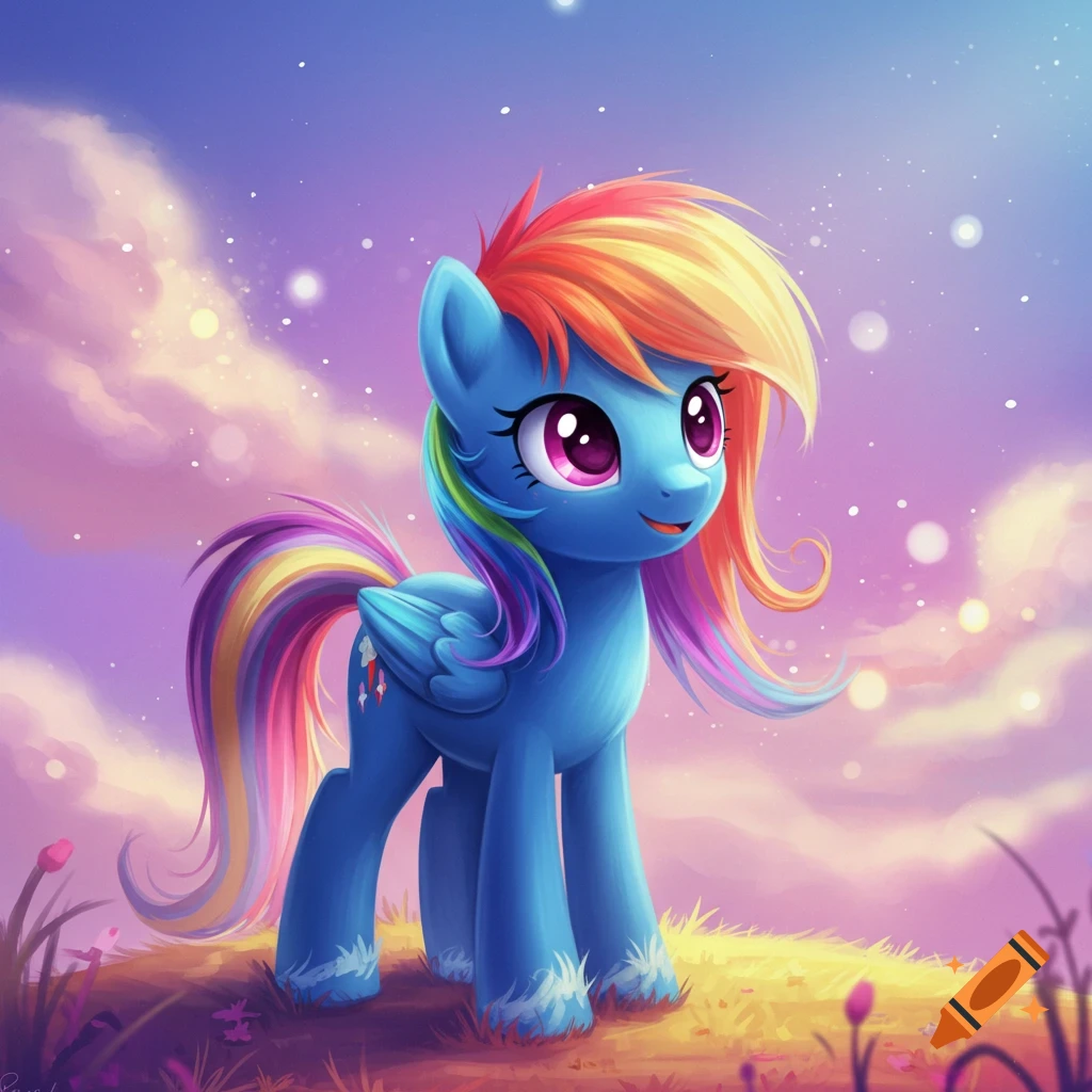 Cute unicorn with rainbow mane on Craiyon