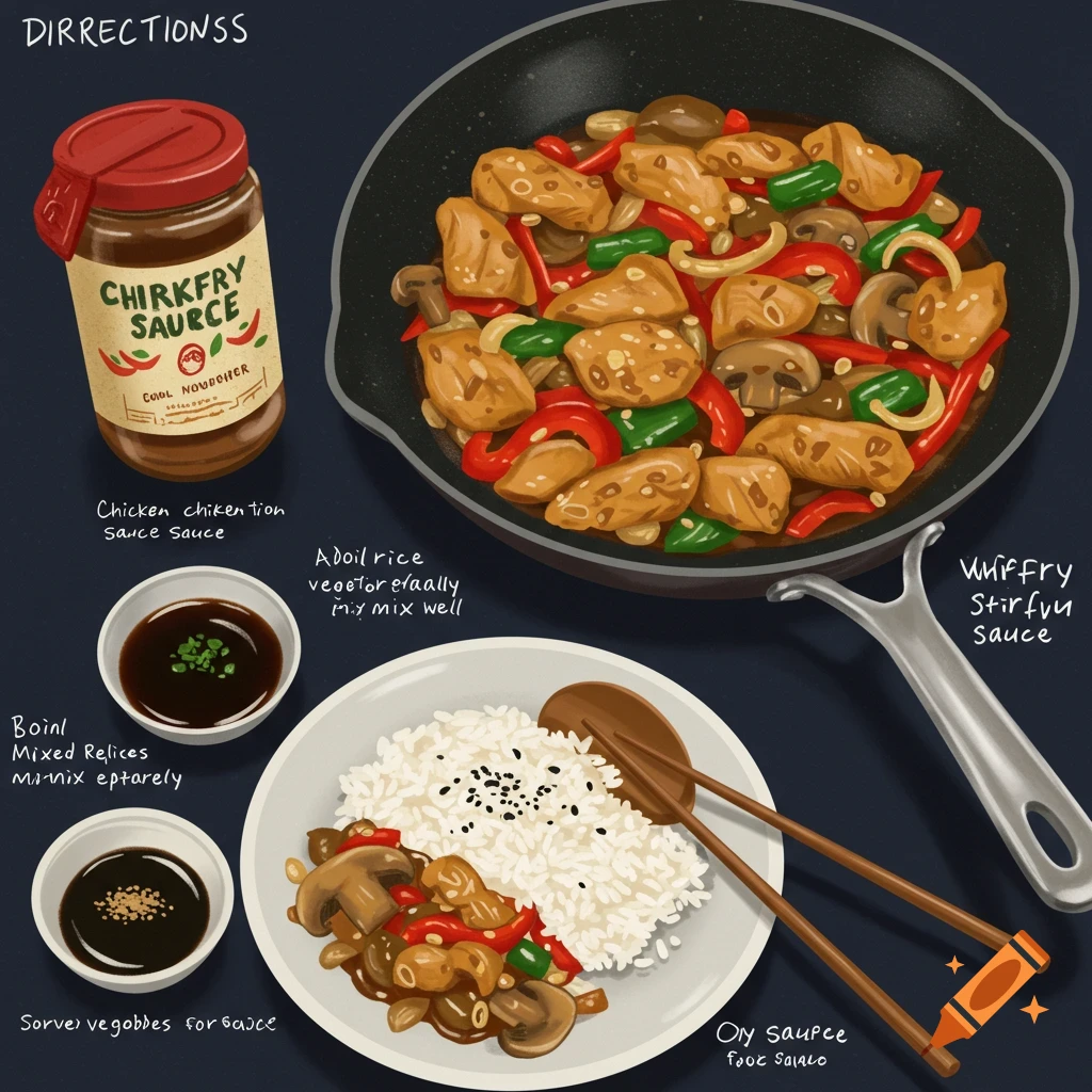 Chicken and vegetable stir-fry recipe with ingredients and directions ...