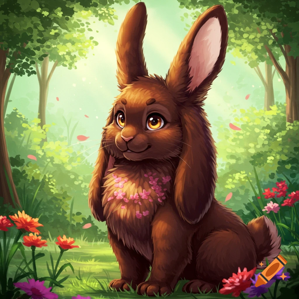 Kemono bunny fursona with droopy ears on Craiyon