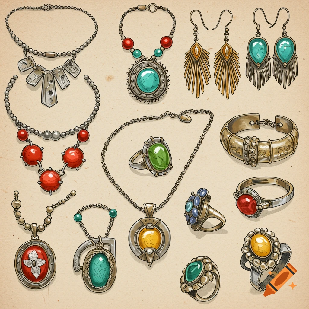 Jewelry made from scrap material on Craiyon