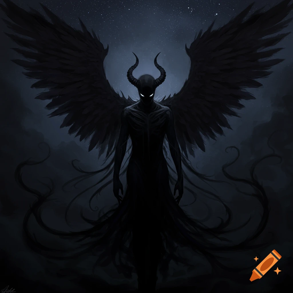 Shadowy figure in a hellscape on Craiyon