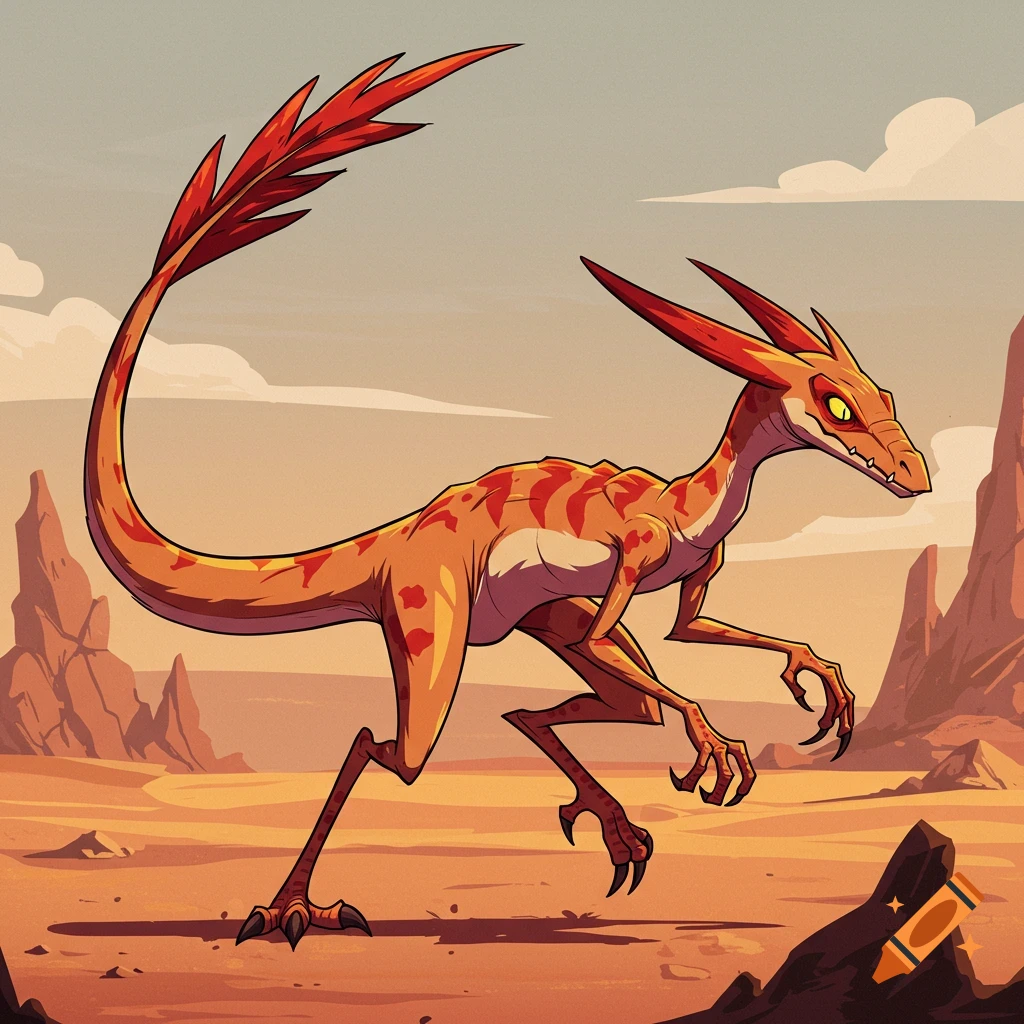 Hairless two-legged creature with one horn and orange skin on Craiyon