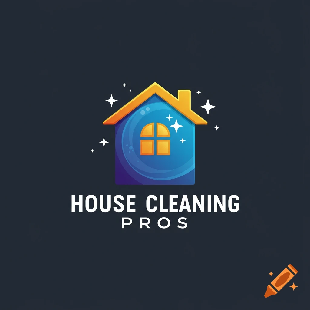 A teal logo for a house cleaning business featuring a broom, bubbles ...