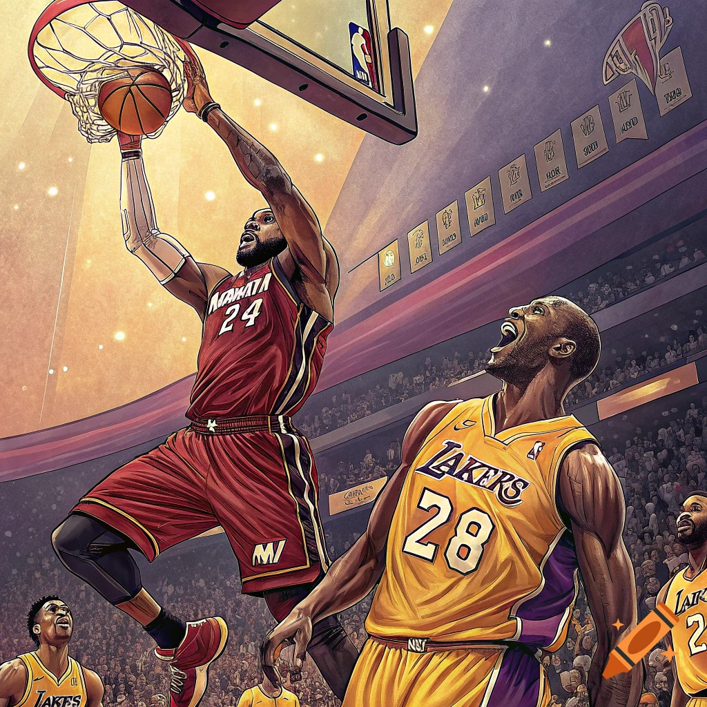 LeBron James and Dwyane Wade iconic dunk with Shaquille O'Neal and Kobe ...