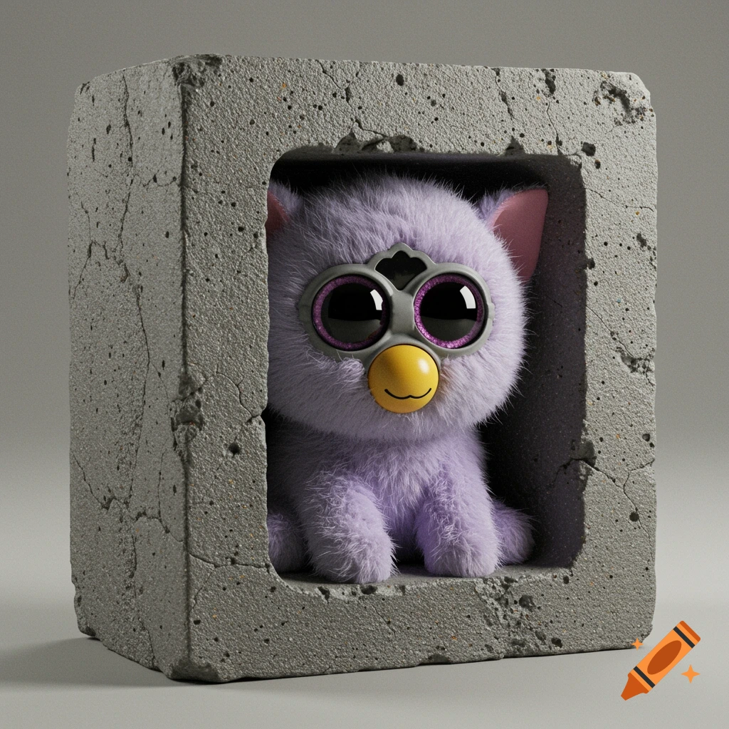 Beanie Boo toy encased in dried cement on Craiyon