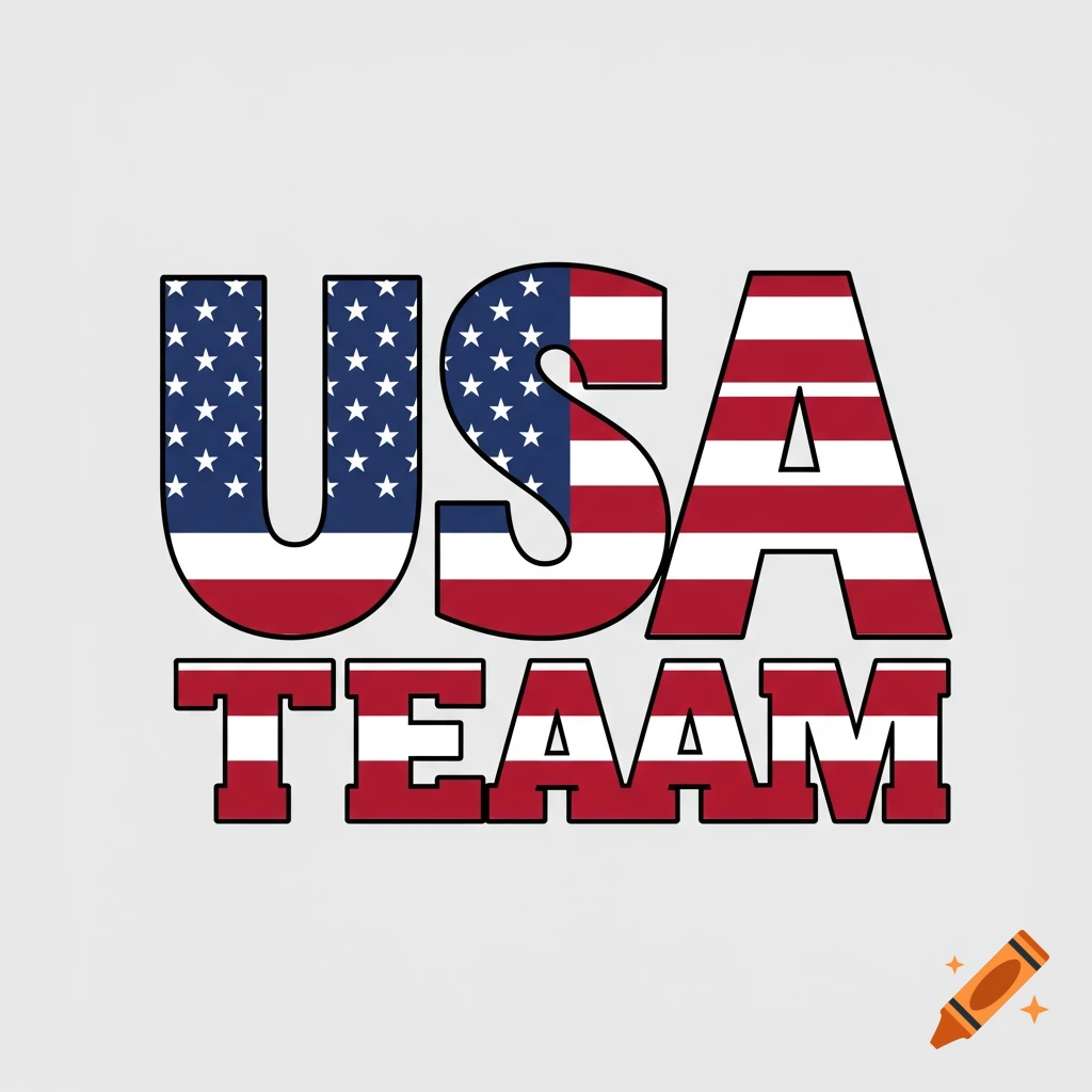 USA flag letters with Team text on Craiyon