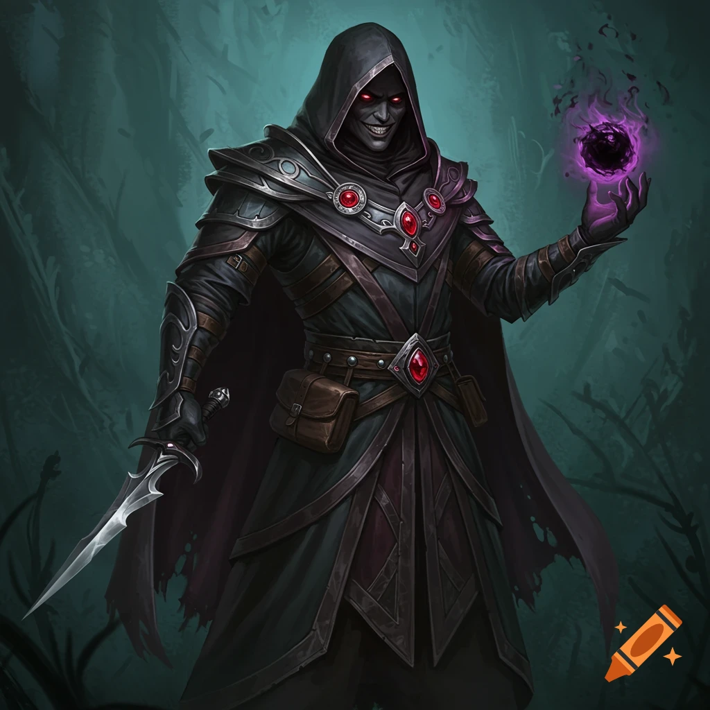 Warlock Rogue character concept art or illustration, ambiguous style ...