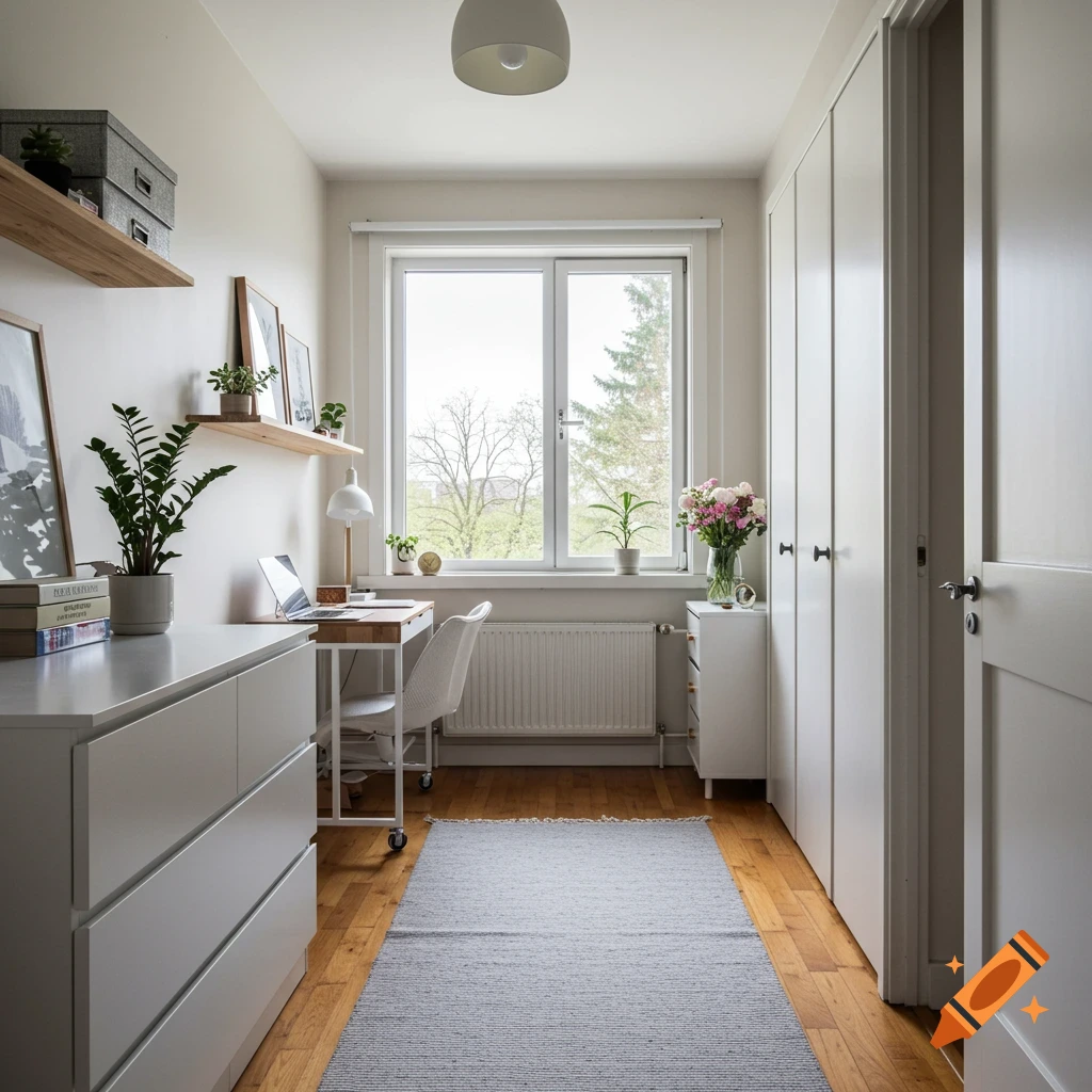 Schematic diagram of a room layout with furniture on Craiyon