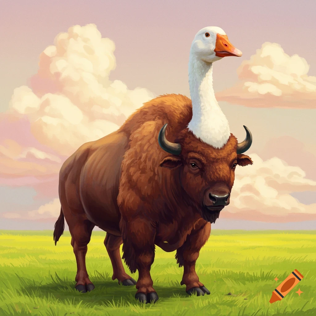 Goose and buffalo combination on Craiyon