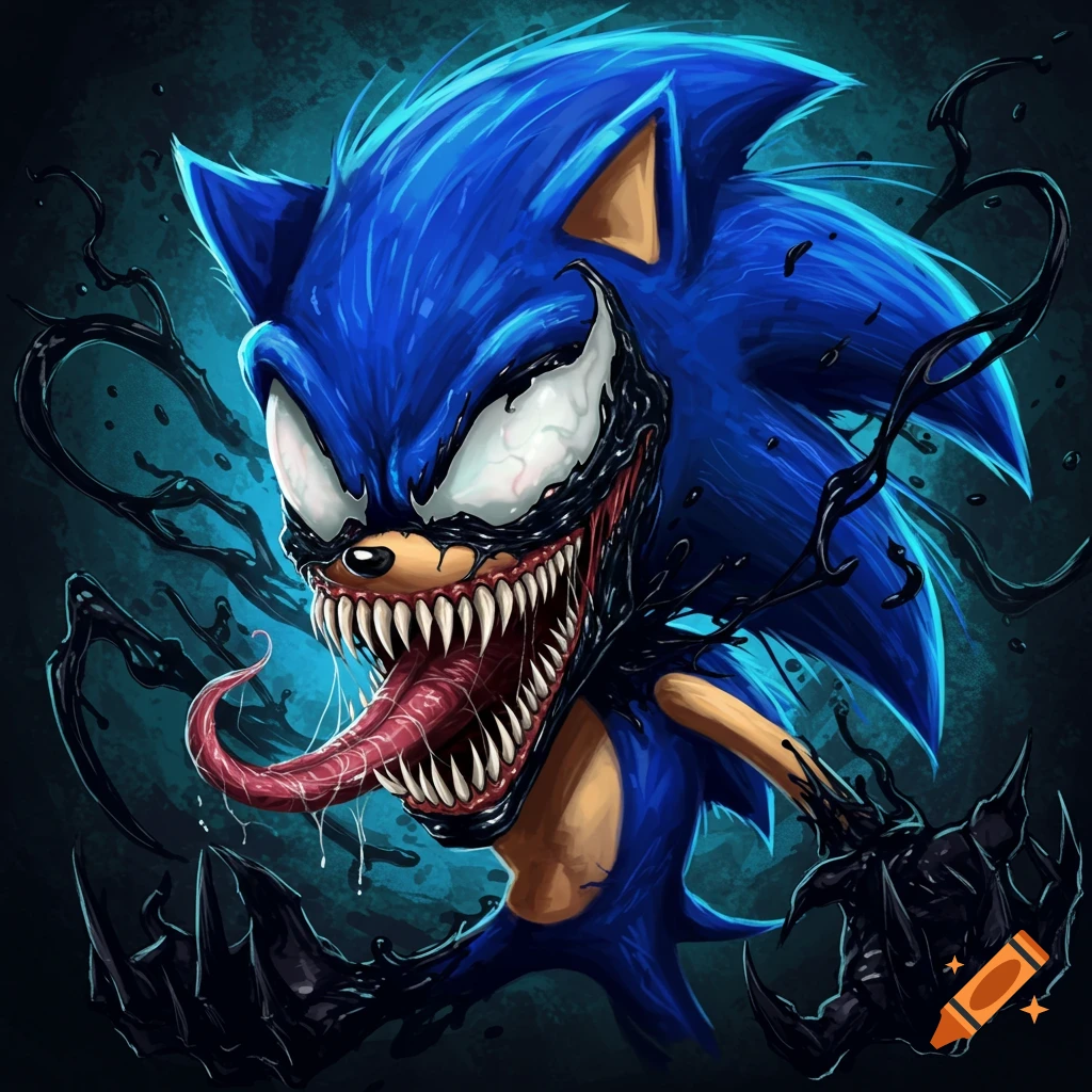 Sonic mixed with Venom on Craiyon