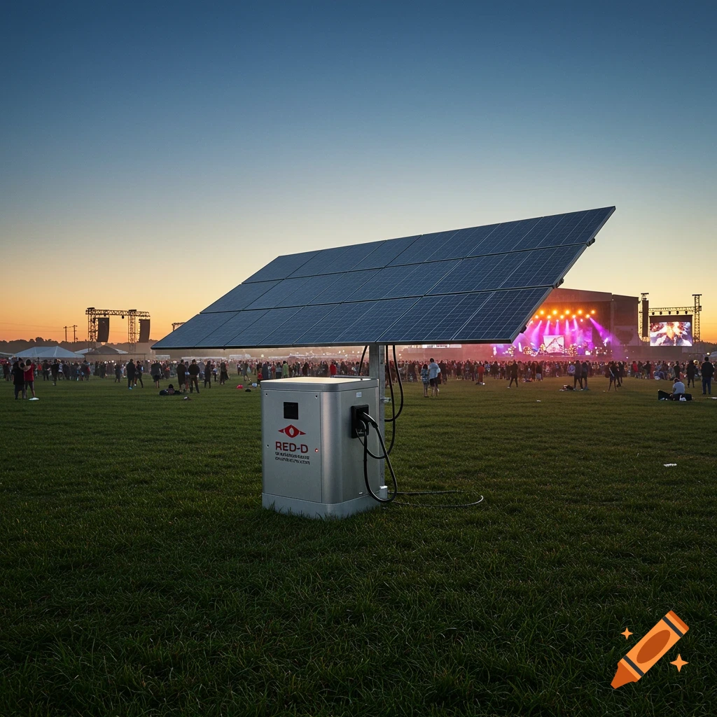 Aerial view of a large solar farm in a desert landscape at sunset. on ...