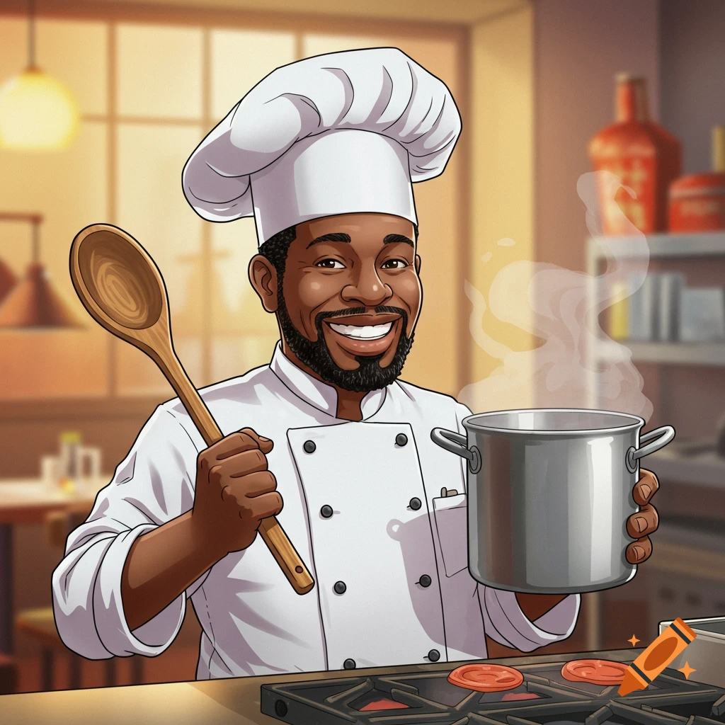 Black chef cartoon on Craiyon