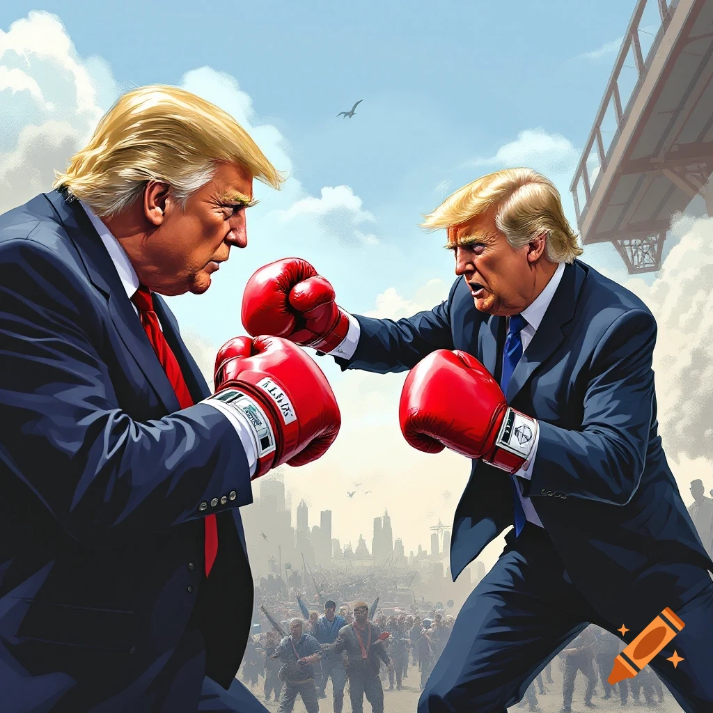 Trump and Biden boxing on Craiyon