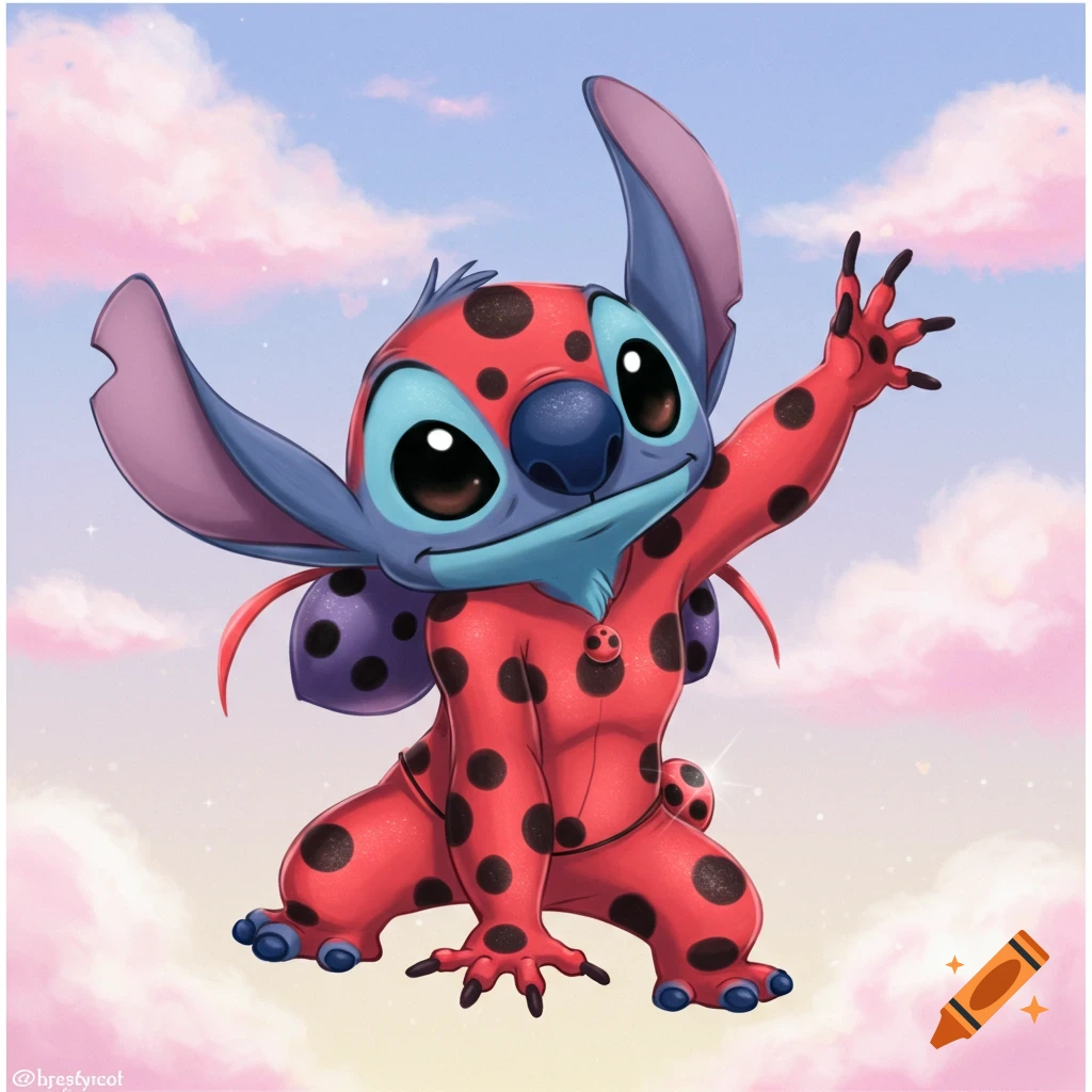 Stitch in Ladybug Miraculous Costume on Craiyon