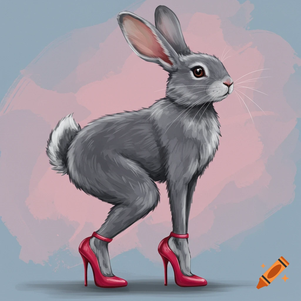 Rabbit wearing high heels on Craiyon