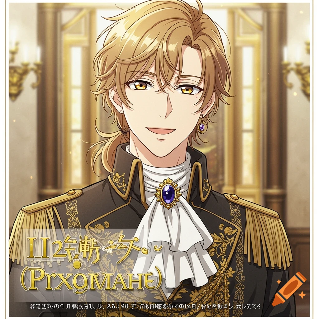 Anime-style poster of a missing prince with elegant noble attire and ...