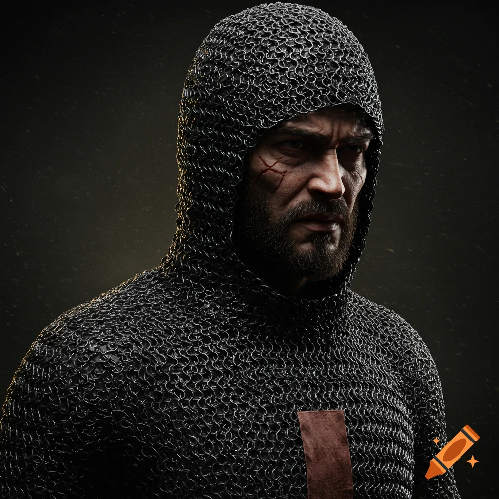 Man in chainmail on Craiyon