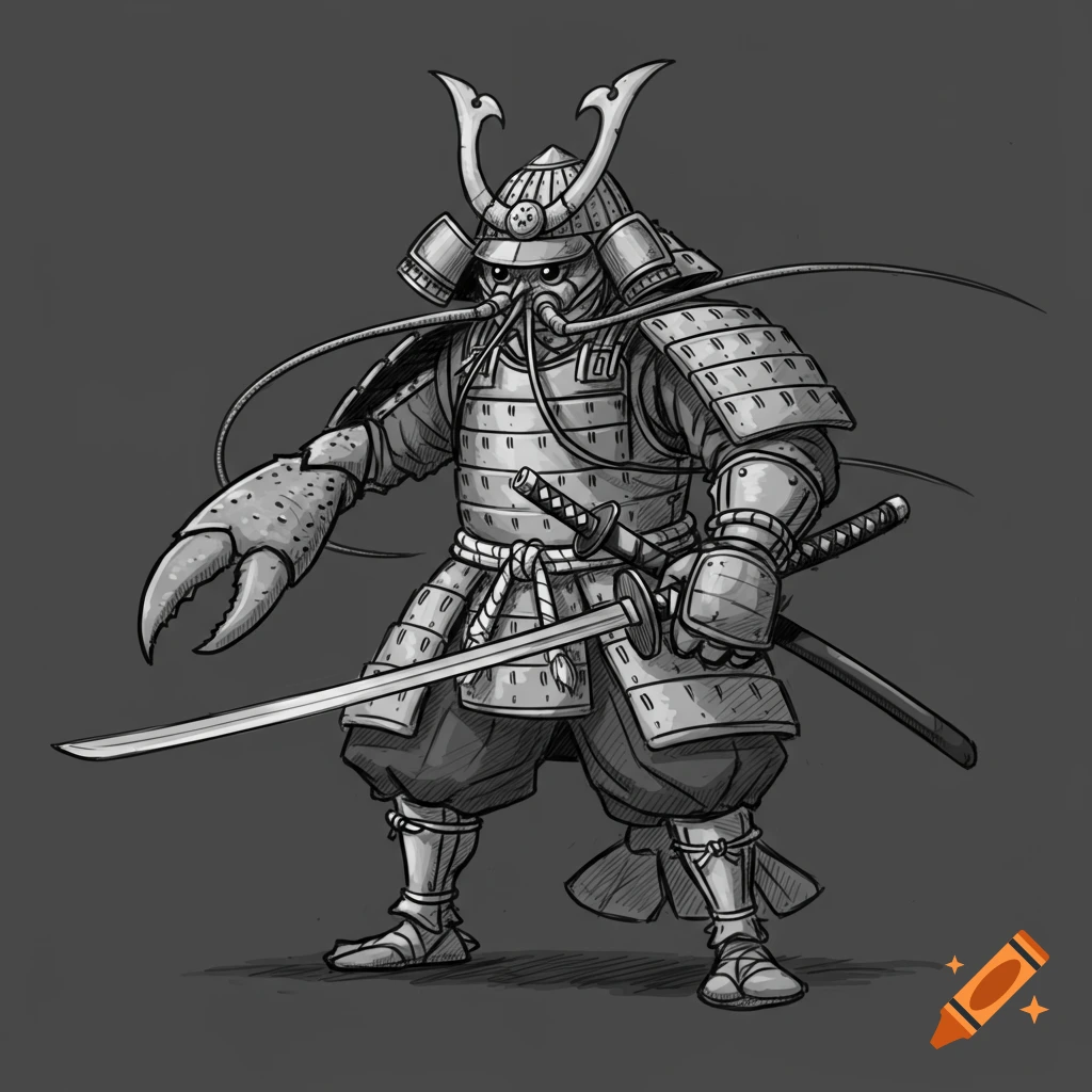 Black and White Comic Book Style Illustration of Samurai Swords and a ...