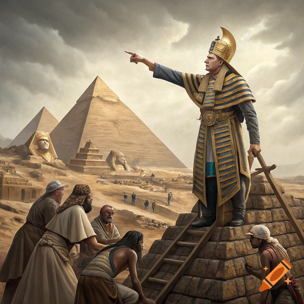 Charlie Chaplin in Egyptian attire on Craiyon