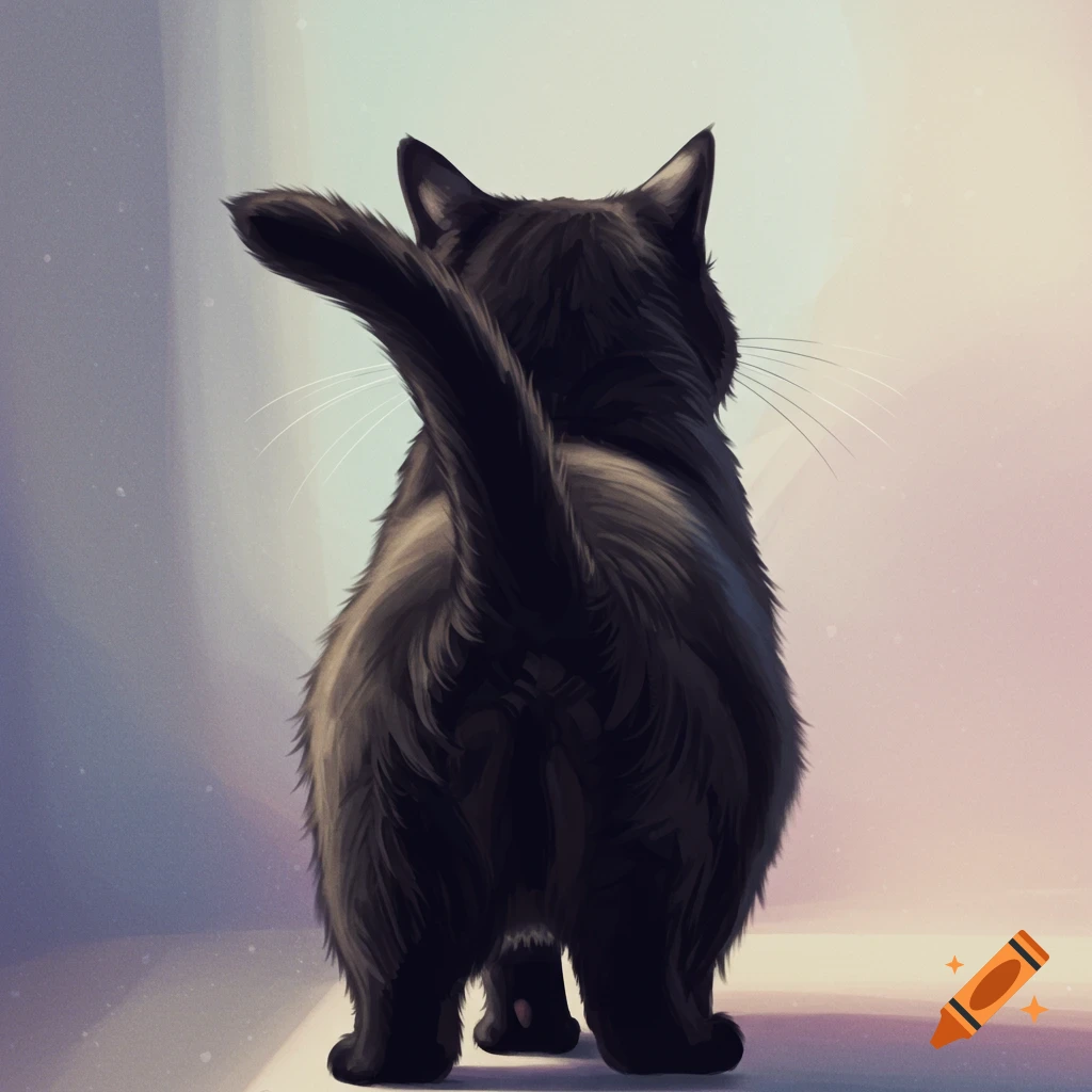 Cat facing away from camera on Craiyon