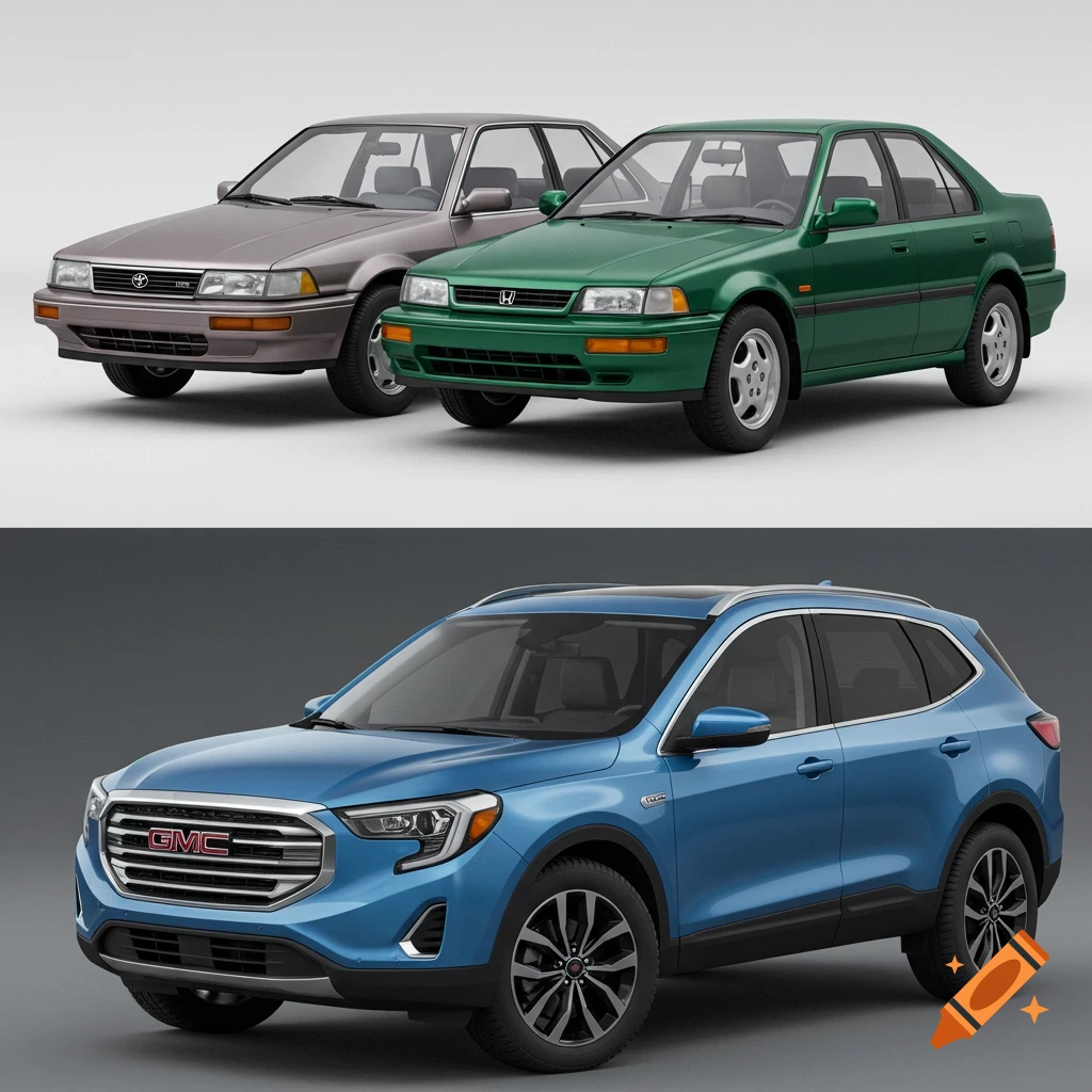Toyota Camry 1990, Honda Accord 1996, GMC Terrain 2011, and Ford Escape ...