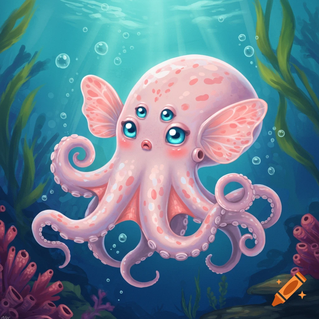 Cute cartoon octopus on Craiyon