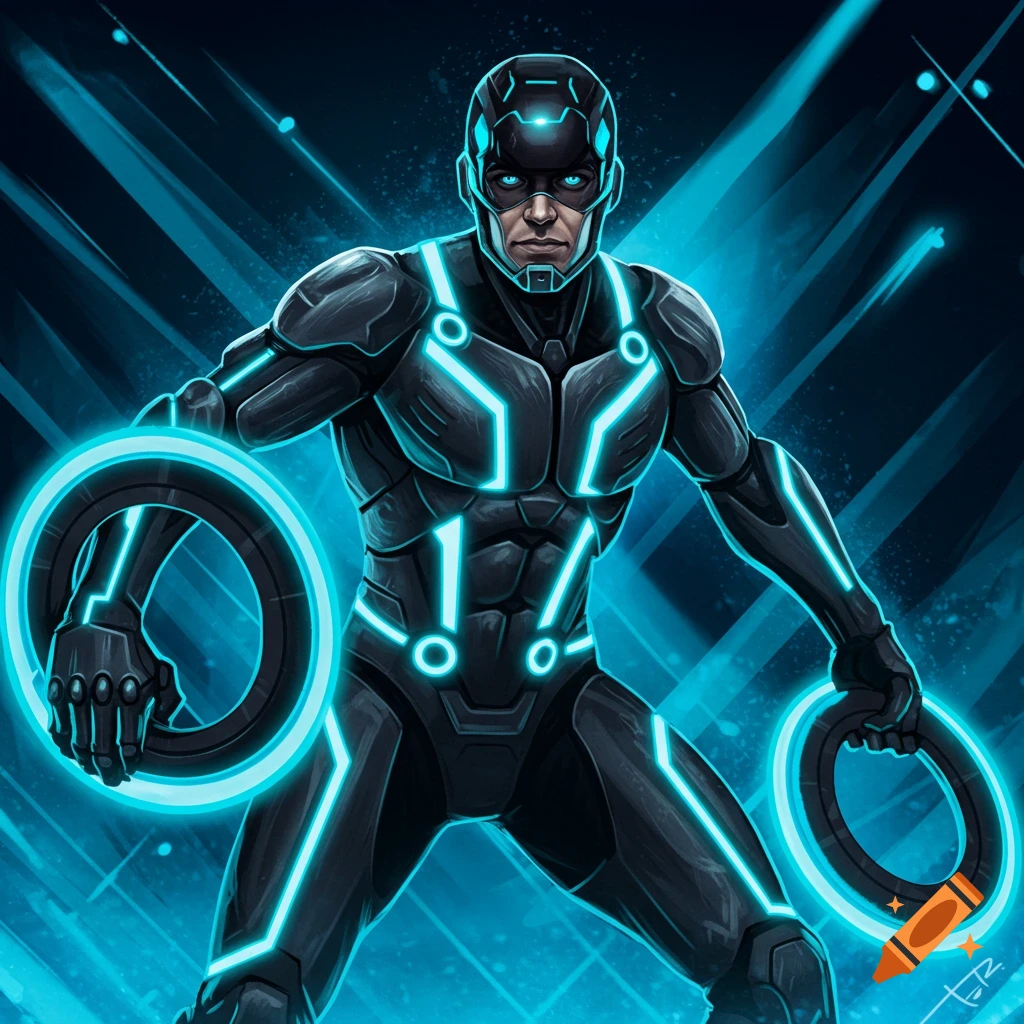 Stylized cartoon robotic ninja leaping on Craiyon