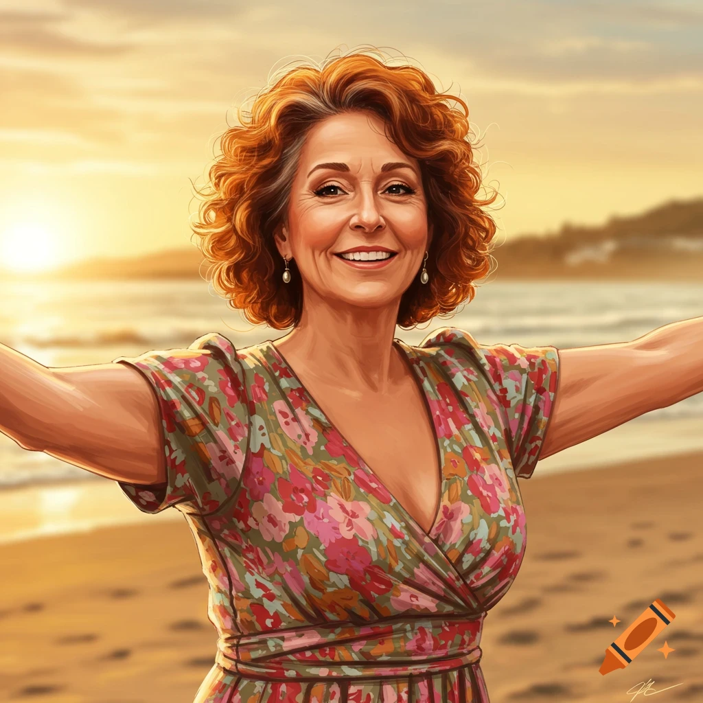 Maureen Loos, 47 years, retirement on Craiyon