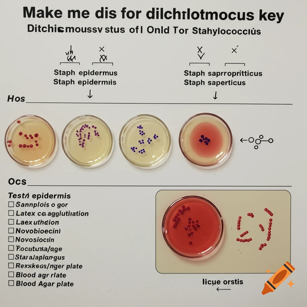Dichotomous key for staphylococcus: staph epidermis, staph aureus ...